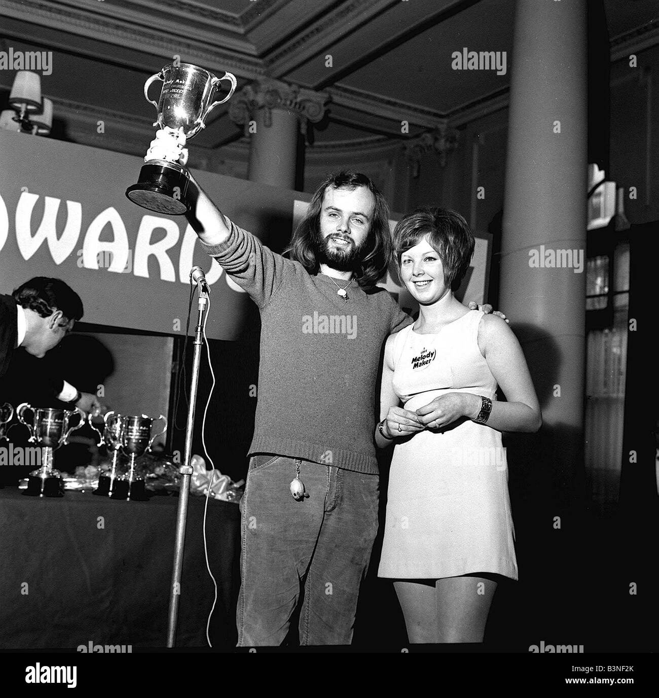 DJ John Peel receives Melody Maker music awards 1969 from a reader as ...