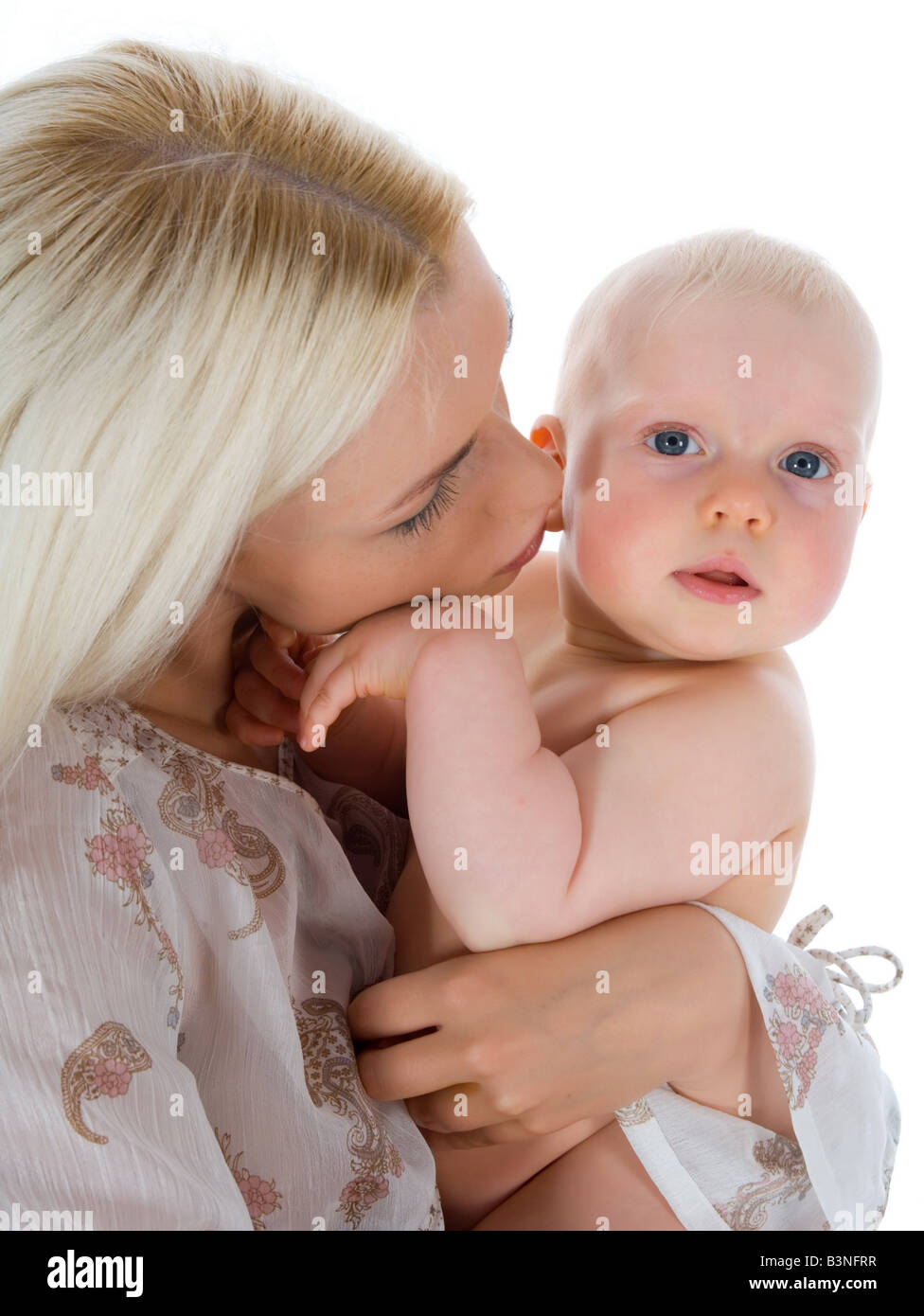 happy mother with baby over white Stock Photo - Alamy