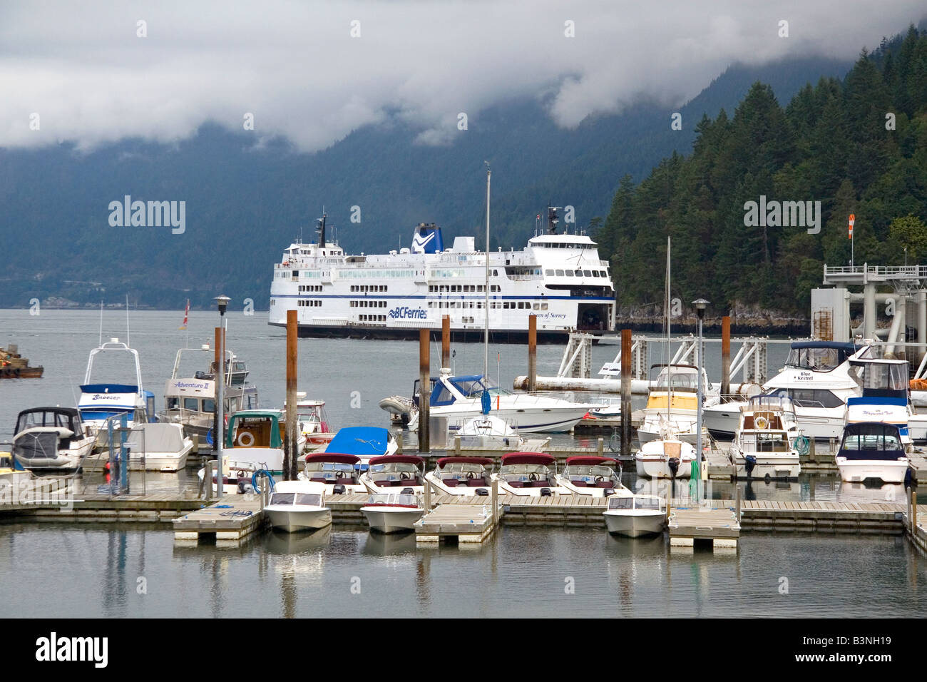 BC Ferry and boats docked at Horseshoe Bay in West Vancouver British ...