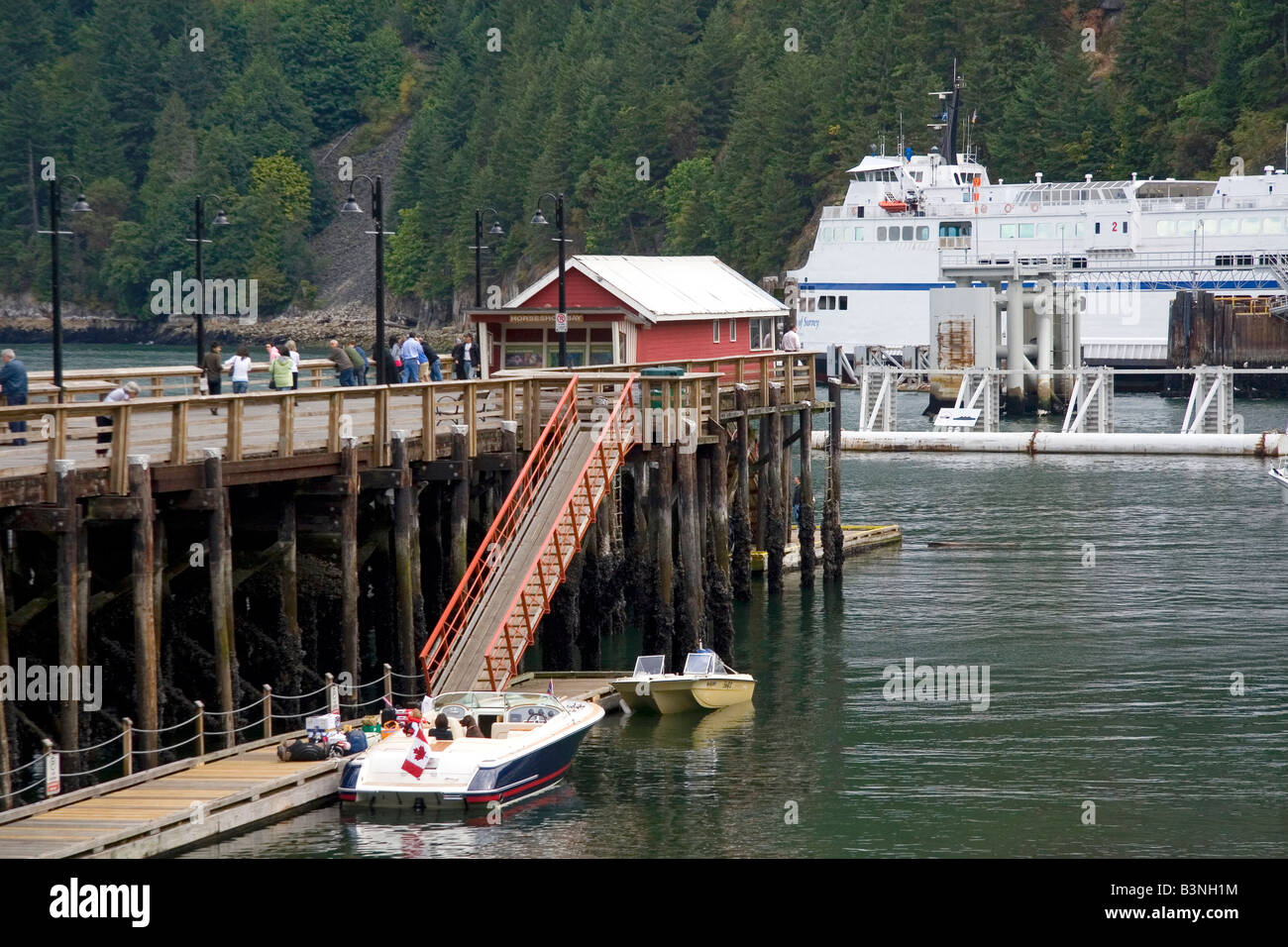 BC Ferry and boats docked at Horseshoe Bay in West Vancouver British ...