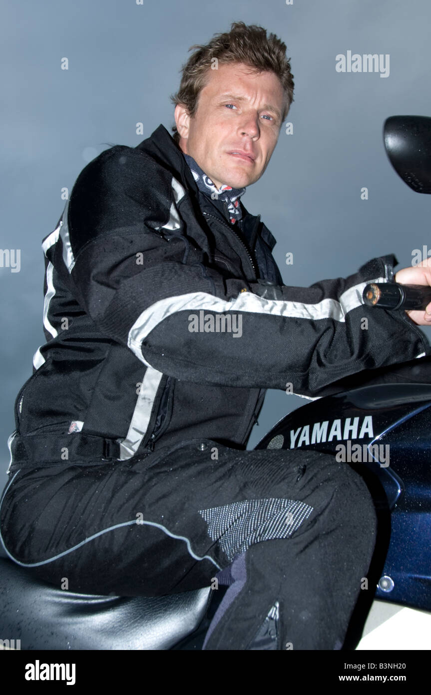 Man motorbike motorcycle Model released Stock Photo - Alamy