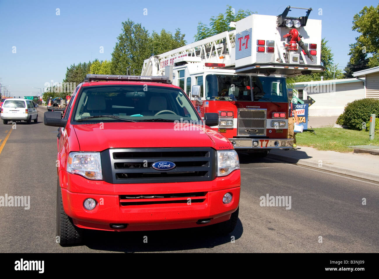 Battalion chief and ladder firetruck are part of the Boise Fire ...