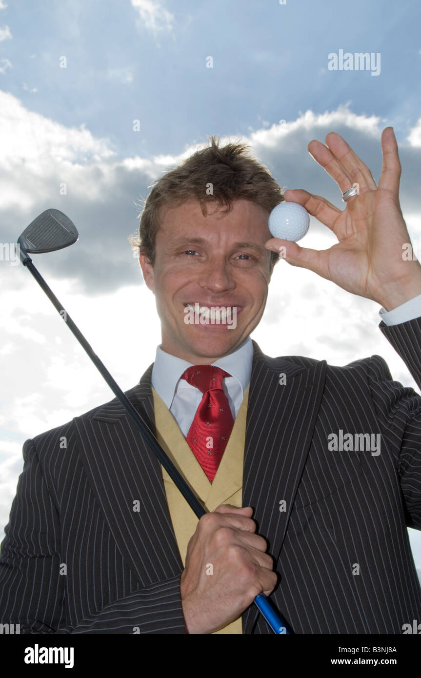 Business Man with golf club gun flags umbrella Model Released Shoot No ...