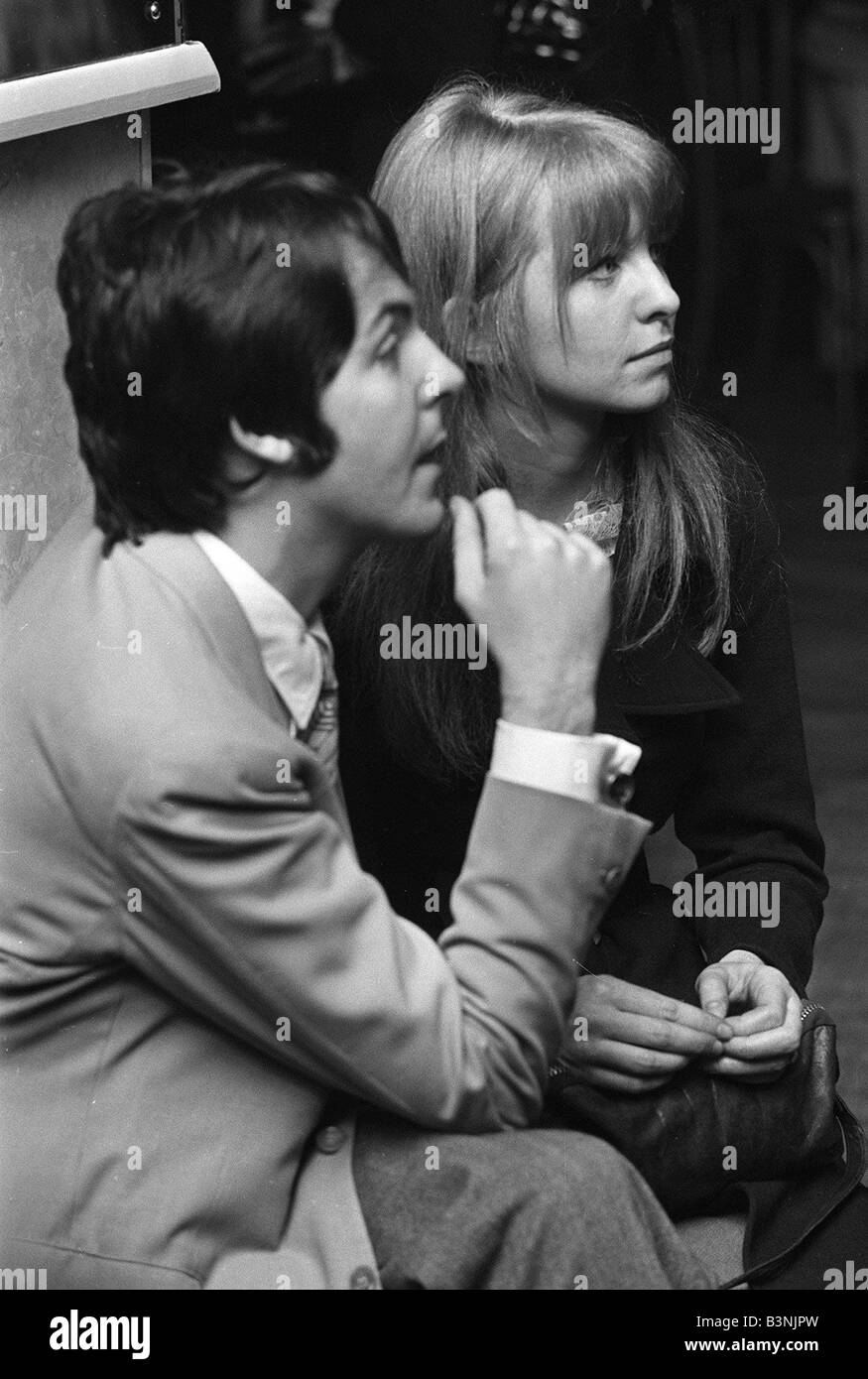 Paul McCartney of the pop group The Beatles with girlfriend Jane Asher ...