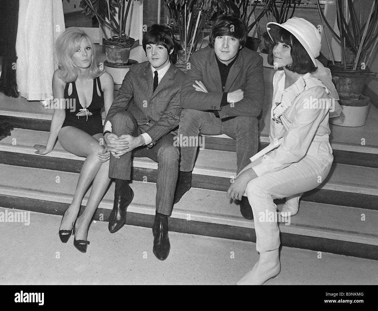 John Lennon and Paul McCartney with Sue Gerrard and June Speakland two ...