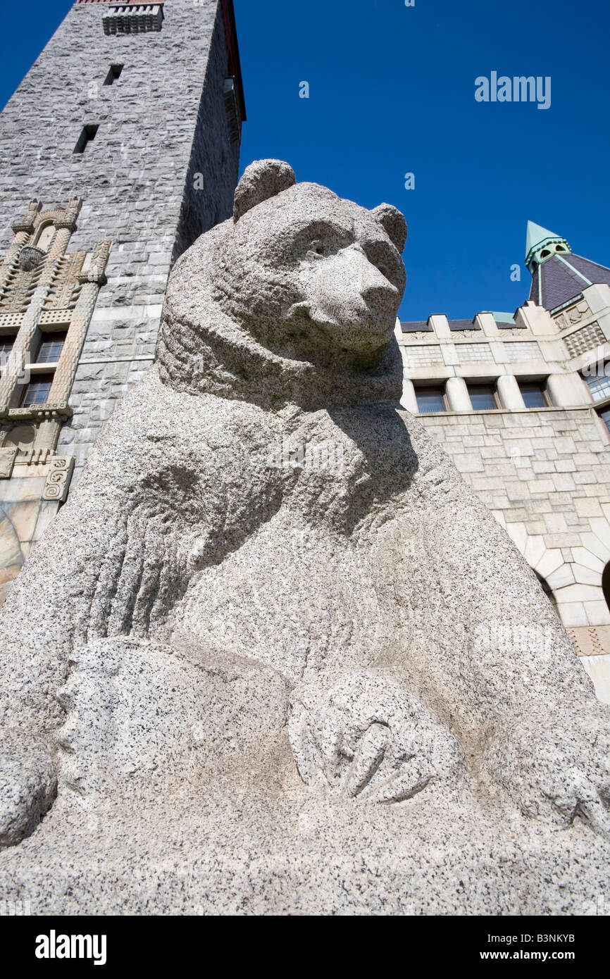 Bear statue in front of Finnish National Museum Helsinki Stock Photo ...
