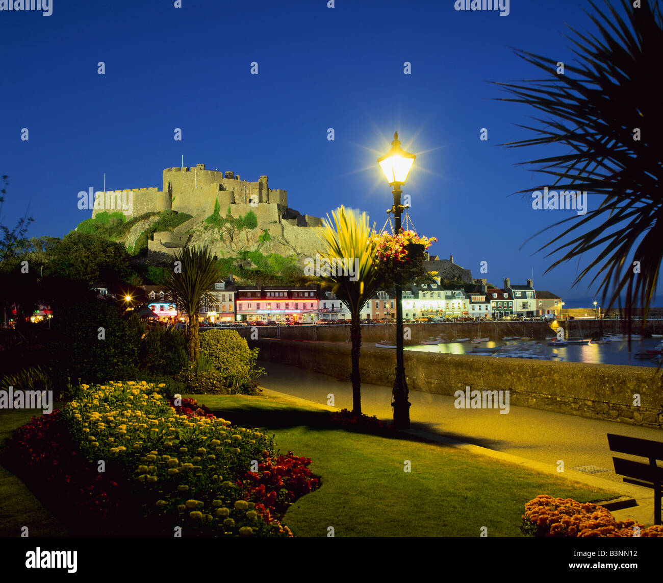 Mount Orgueil Castle at night, Gorey, Jersey Stock Photo - Alamy