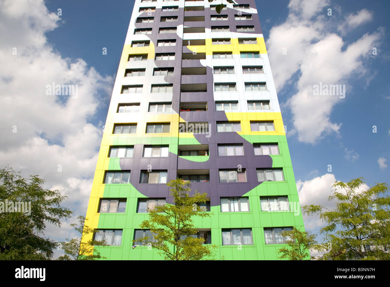 A Colorful tower block in the Freidrichstein area of Berlin Germany ...