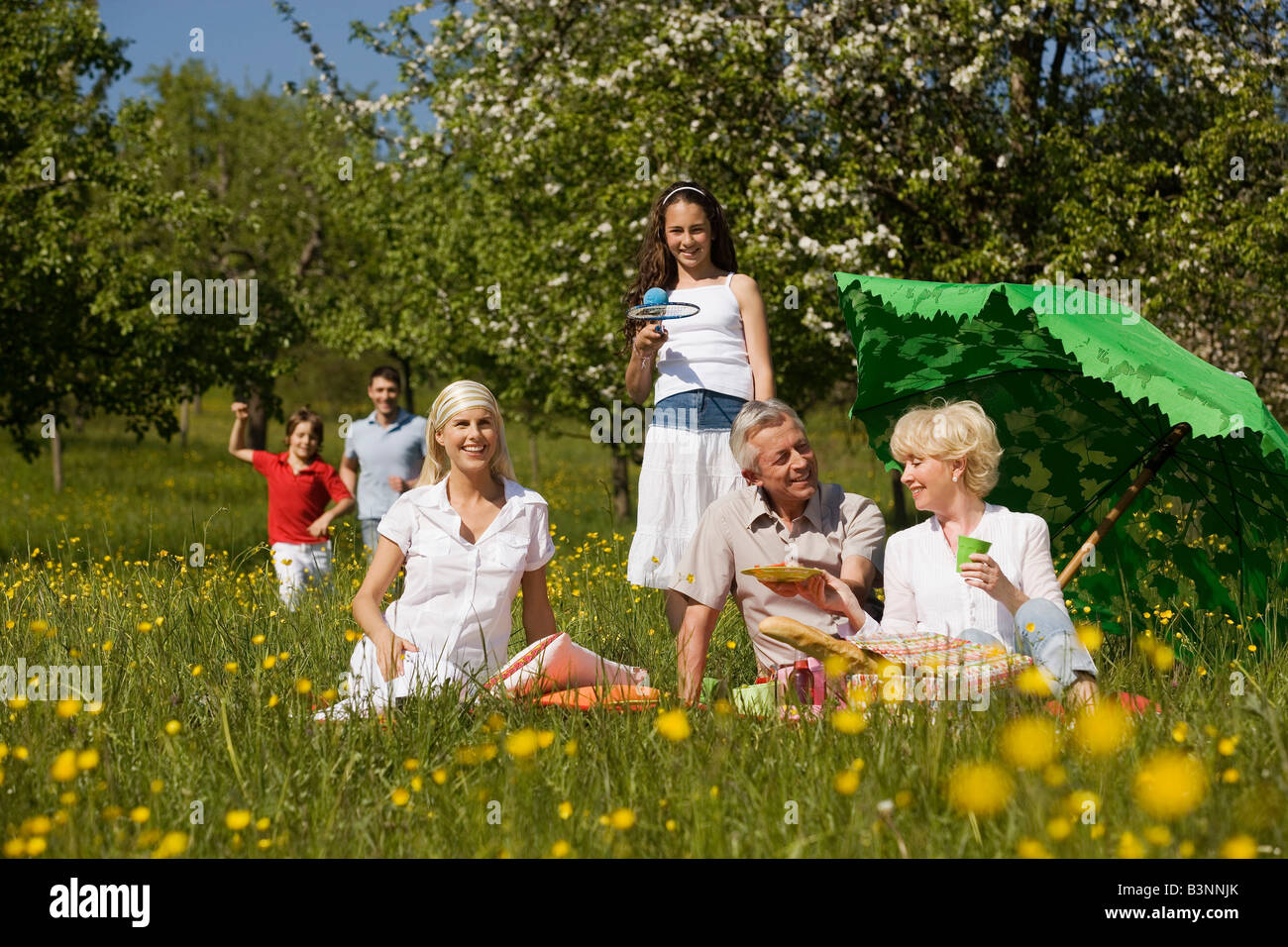 Germany, Baden Württemberg, Tübingen, Three generation family having ...
