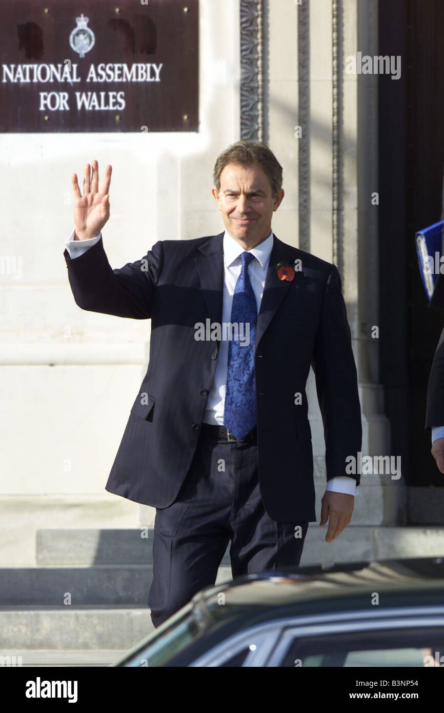 Tony Blair leaving the National Welsh Assembly in Cardiff Stock Photo ...