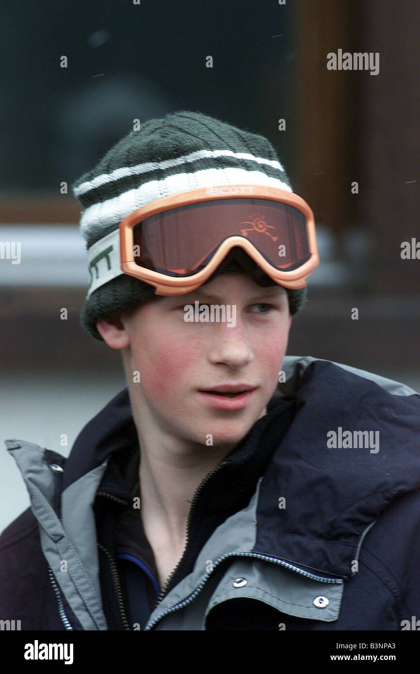 Prince Harry on skiing holiday in Klosters April 2000 Stock Photo - Alamy