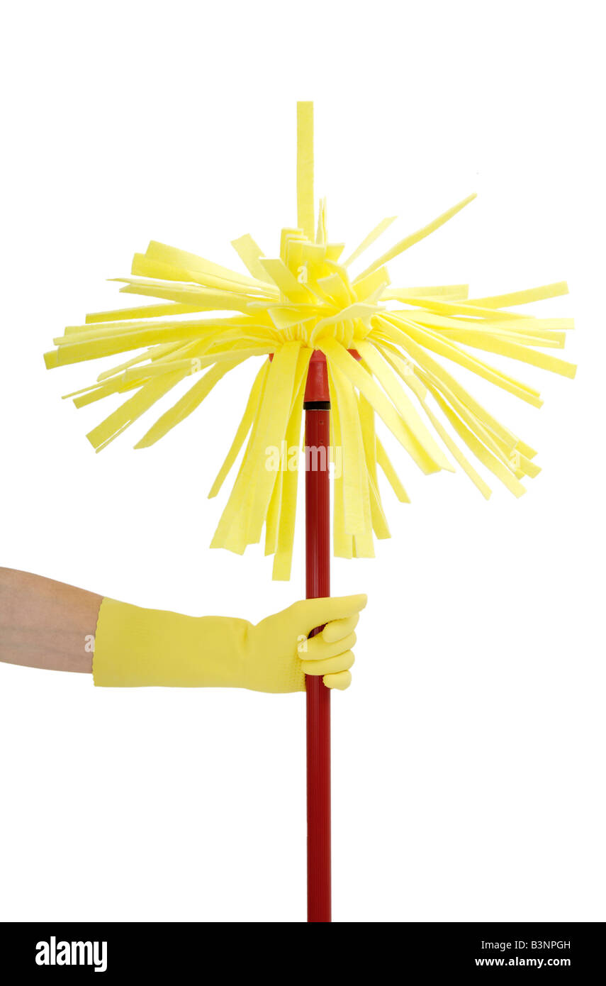 Hand holding cleaning mop Stock Photo - Alamy