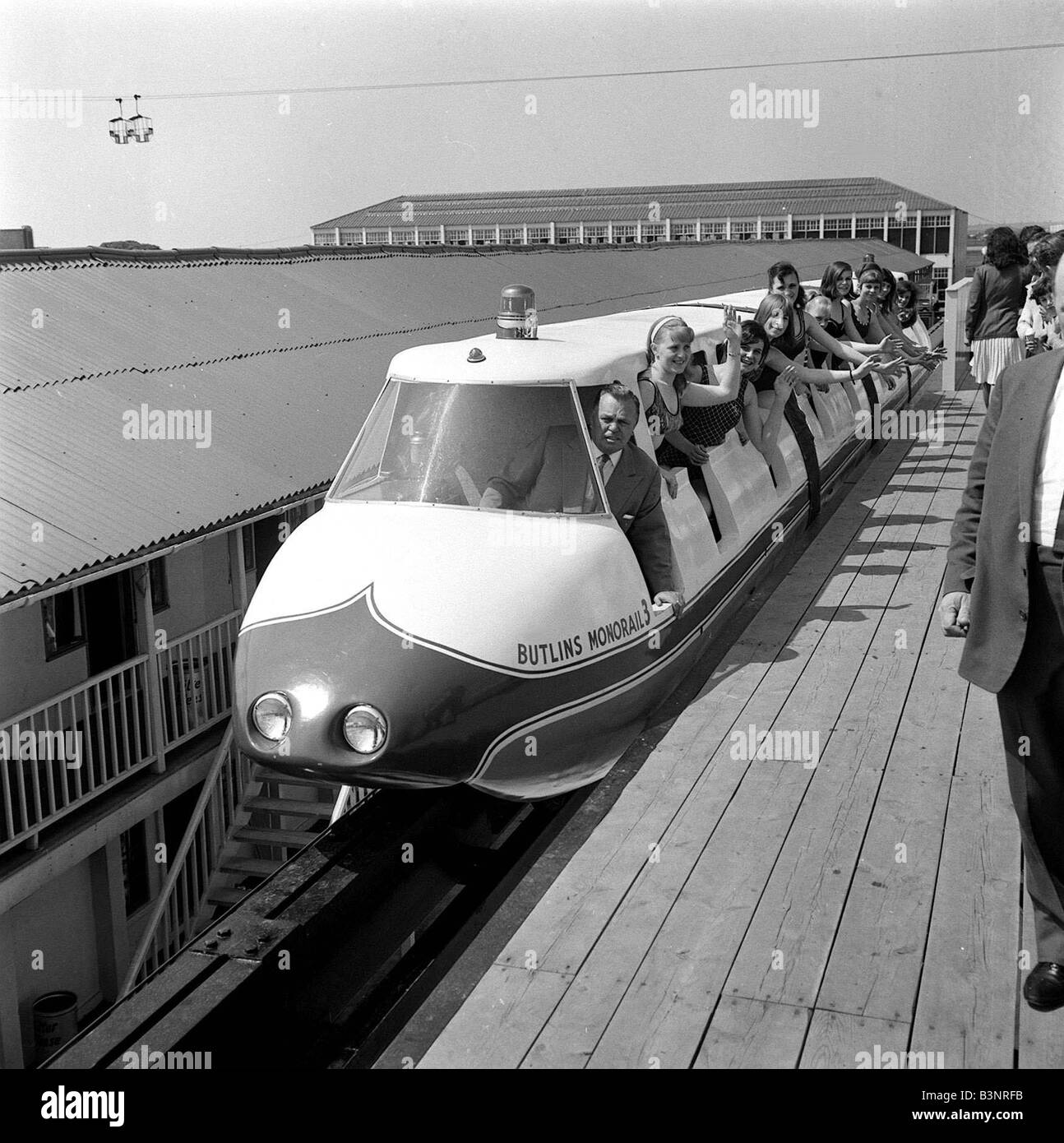 Sir Billy Butlin opens the first monorail in Britain June 1965 in his ...