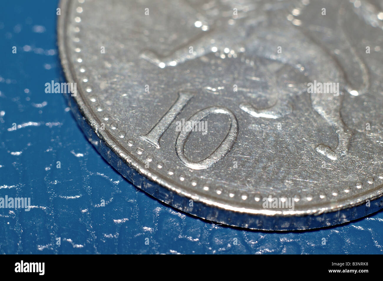 British 10 ten pence coin close up macro Stock Photo - Alamy