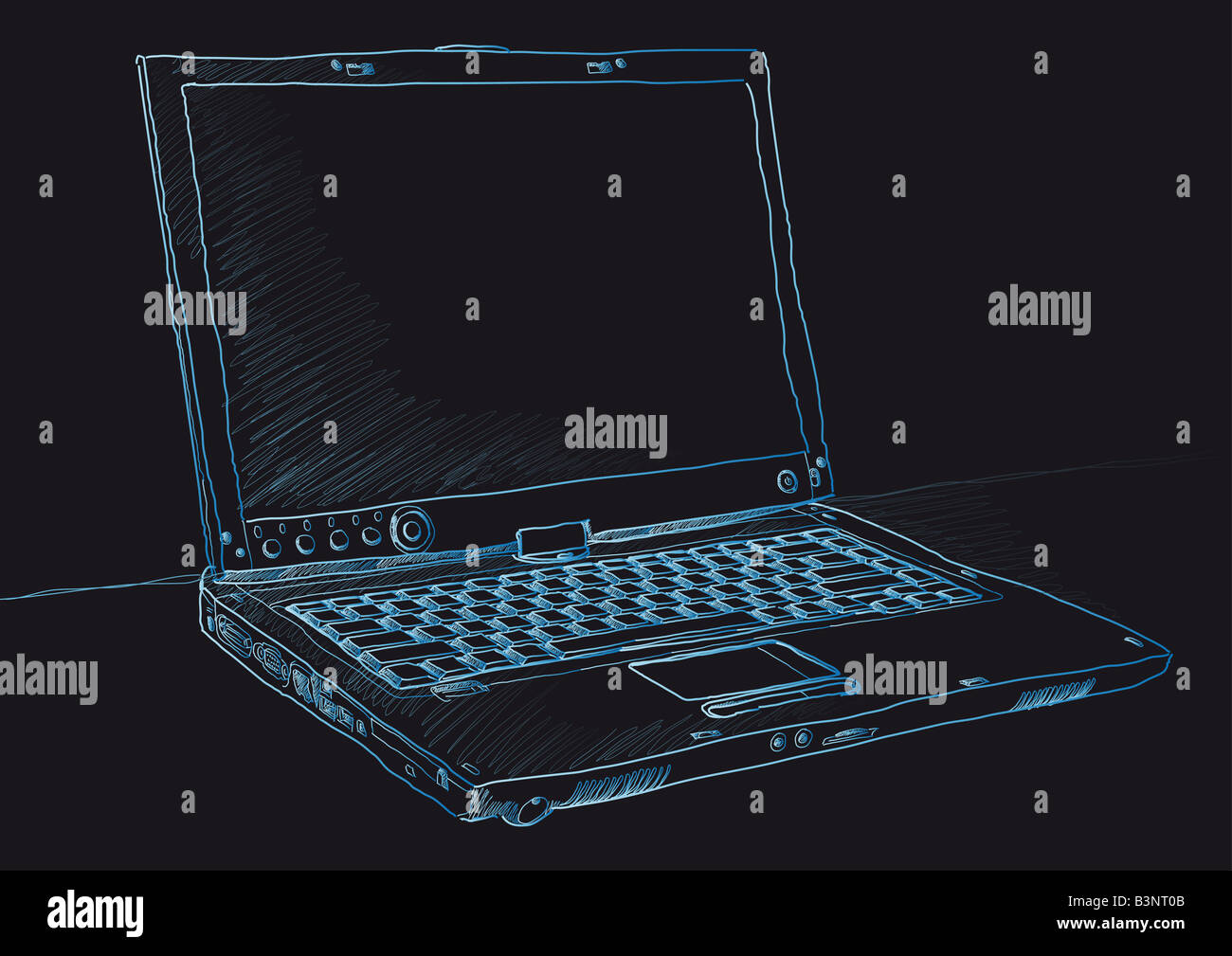 Sketch style pencil drawing of a modern laptop Stock Photo - Alamy