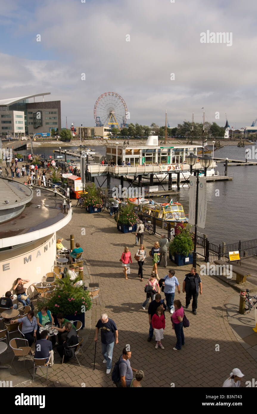 people cafe bars restaurants on Mermaid Quay Cardiff Bay Wales UK ...