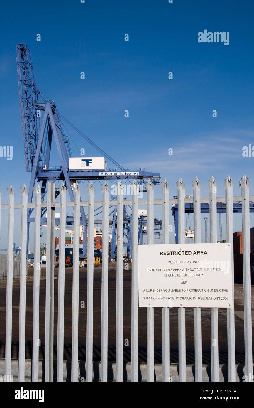 signpost restricted area - Felixstowe North Sea seaport Suffolk ...