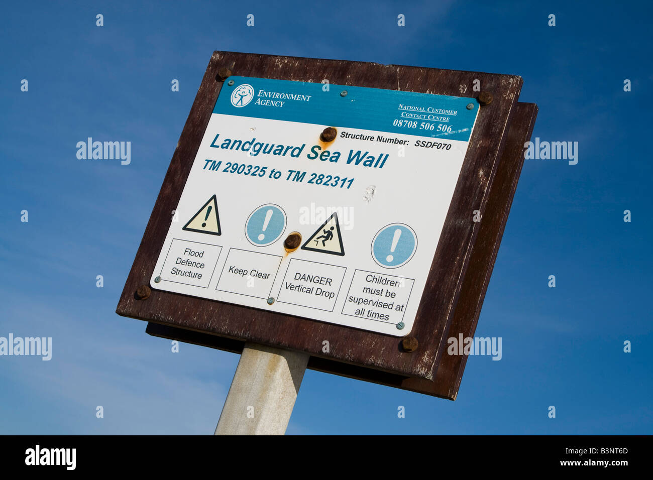 landguard sea wall sign protect beach erosion environment agency ...