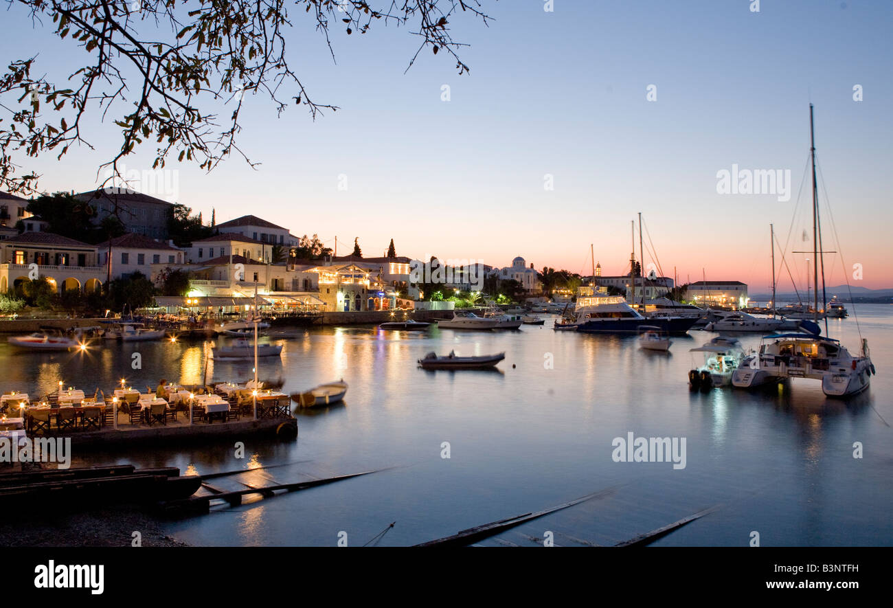 Boats in old Harbour, Spetses, Greece Stock Photo - Alamy