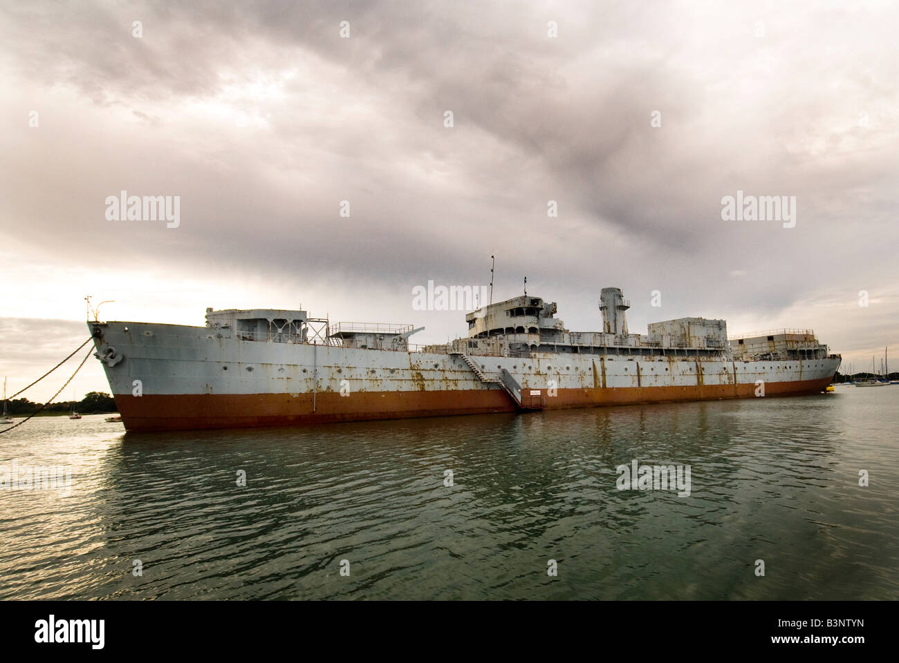 rusty decomissioned navel ship moored in Portsmouth Harbour Stock Photo ...