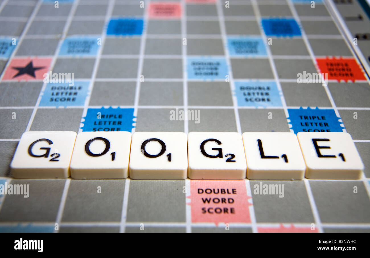 Letters on a Scrabble board spell out the name of the Internet giant ...