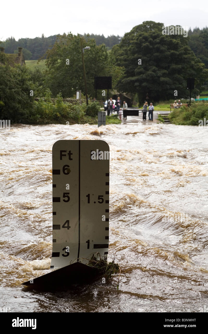 The road is closed at Stanhope Ford in County Durham, England Stock ...