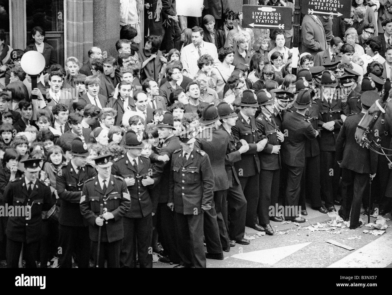 The Beatles July 1964 Police control crowds of fans for the Northern ...