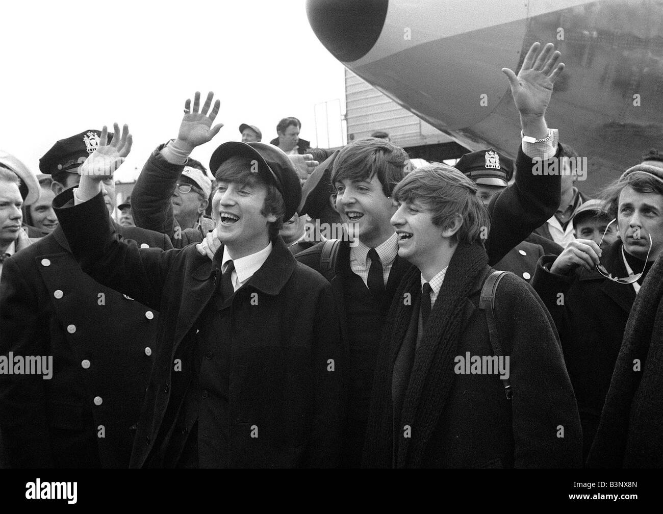 The beatles in america plane Black and White Stock Photos & Images - Alamy