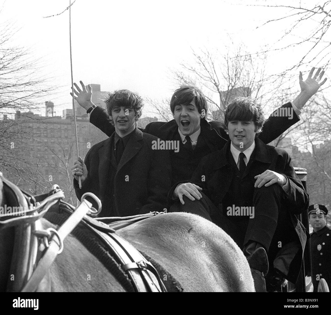 The Beatles Feb 1964 Ringo Starr Paul McCartney and John Lennon take ...
