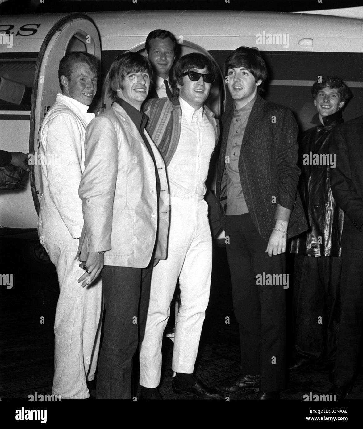 The Beatles July 1964 The Beatles arriving at Blackpool Airport Stock ...