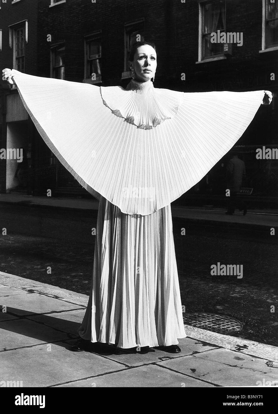Fashion March 1970 Christine Renvoize models a romantic evening dress ...