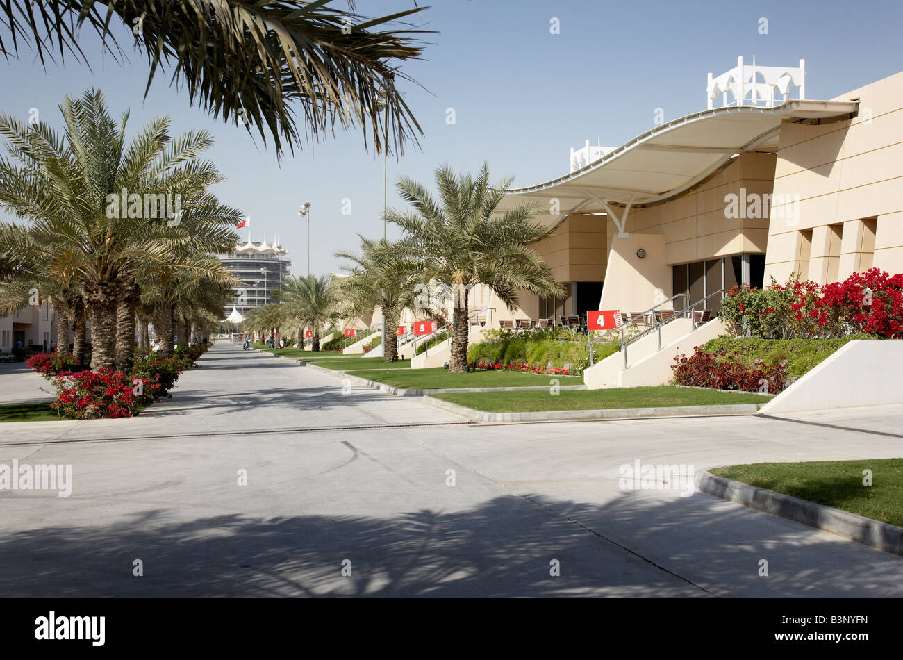 The paddock area at the Bahrain International Circuit BIC with the ...
