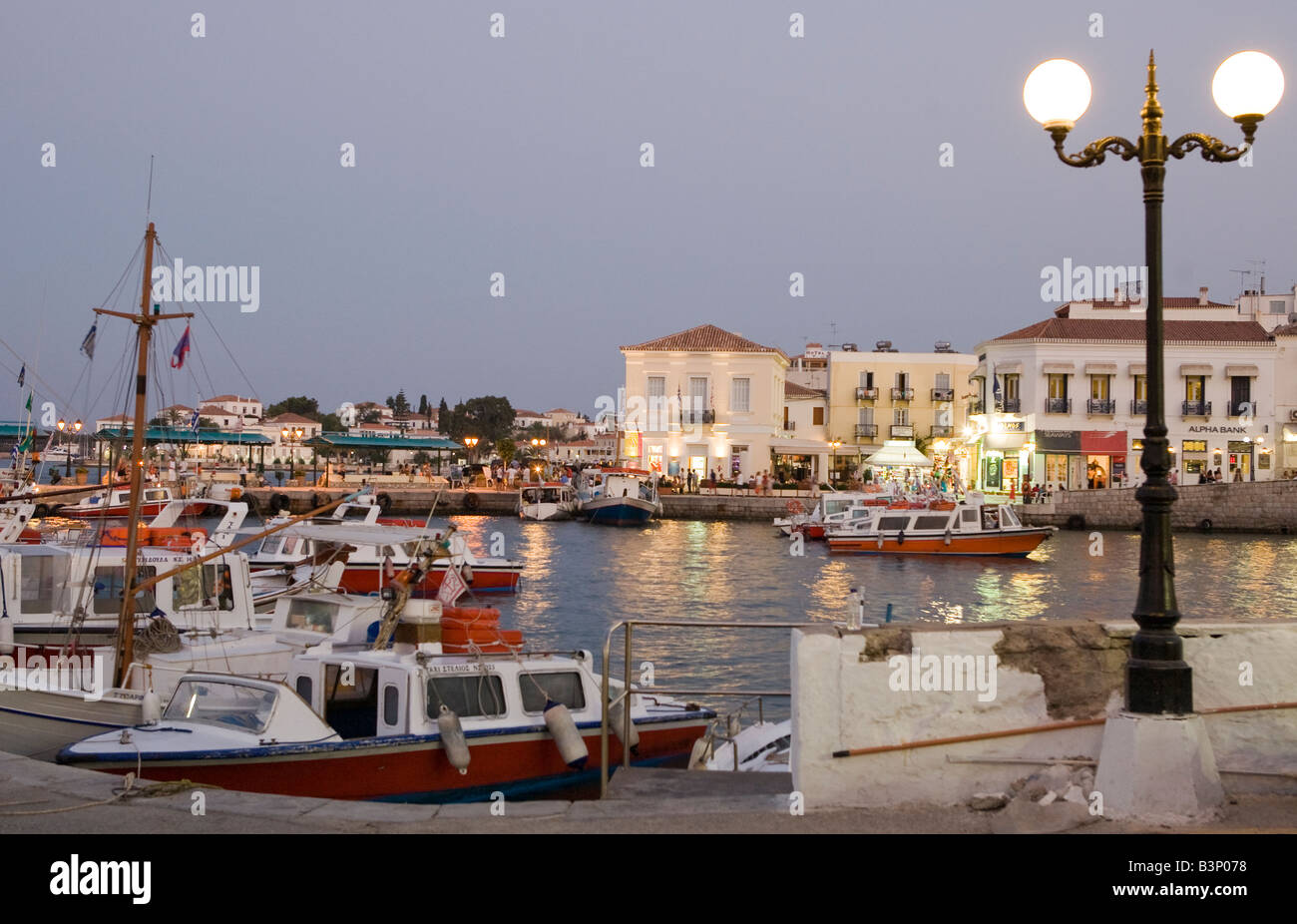 Boats in new harbour, Spetses, Greece Stock Photo - Alamy