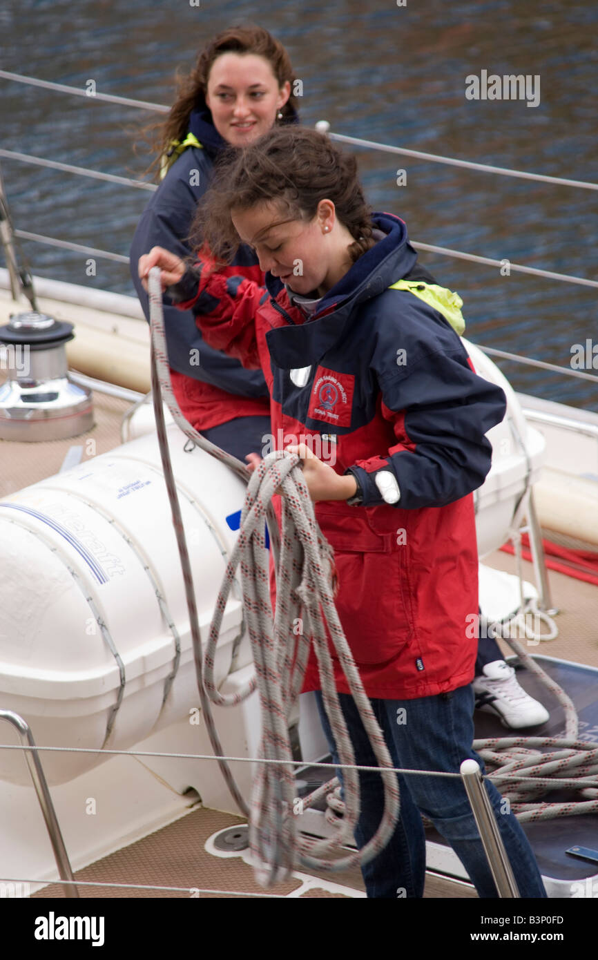 The Rona II sailing ship and young sailors at the Tall Ships race in ...