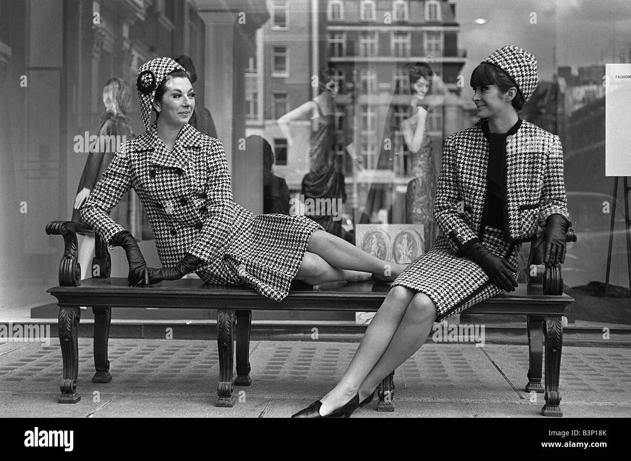 Fashions taken during London Fashion Week 1964 Models wearing two piece ...