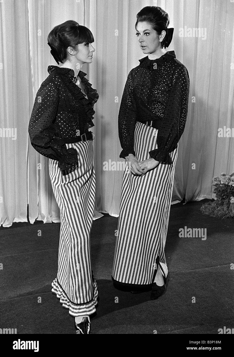 Fashions taken during London Fashion Week 1964 Black frilly blouses ...