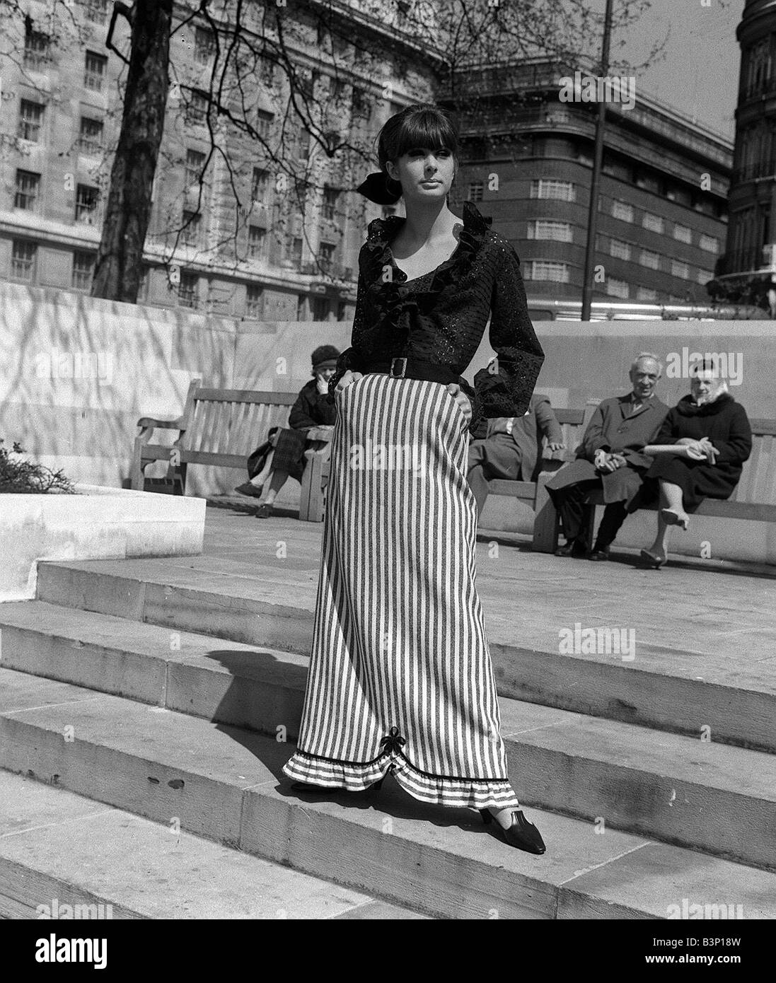 Fashions taken during London Fashion Week 1964 Wearing Frilled blouse ...
