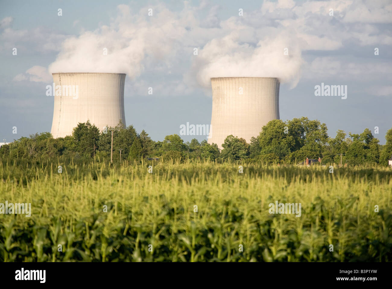 corn farming and two nuclear power plants Stock Photo - Alamy