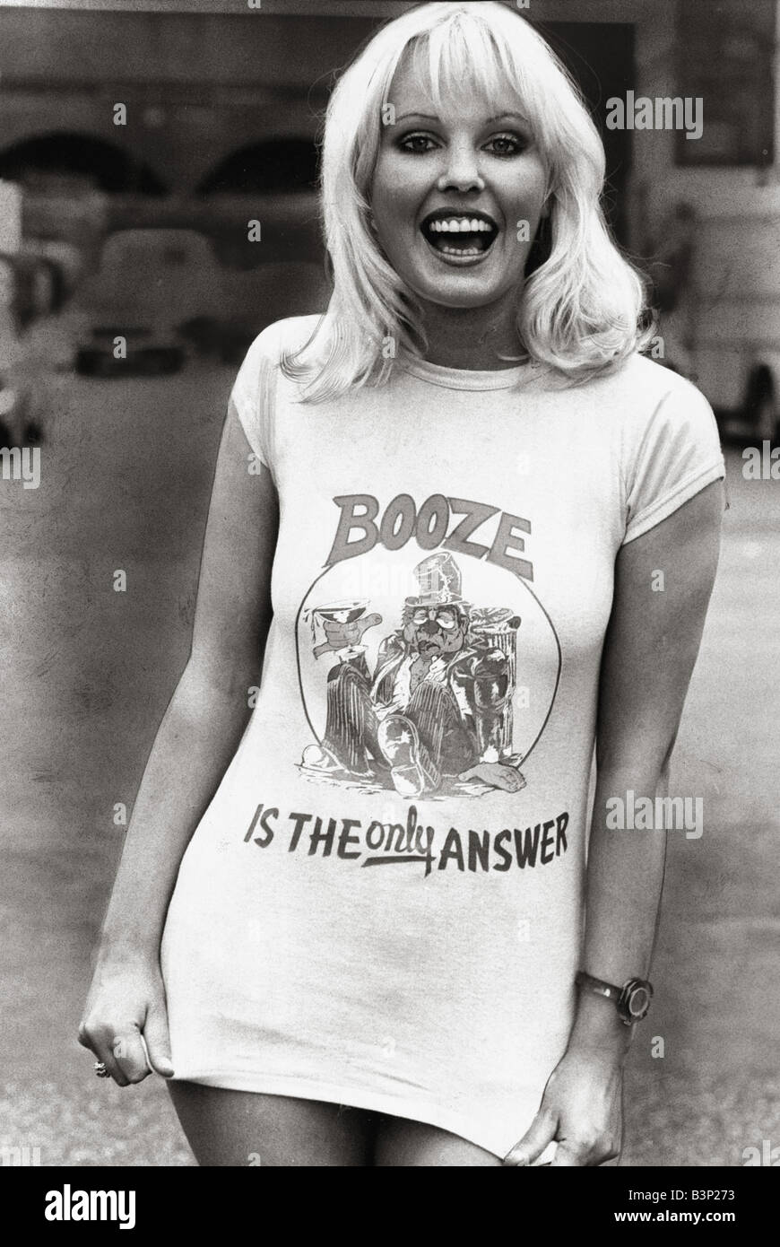 The model seems to happily support the message her T Shirt brings ...