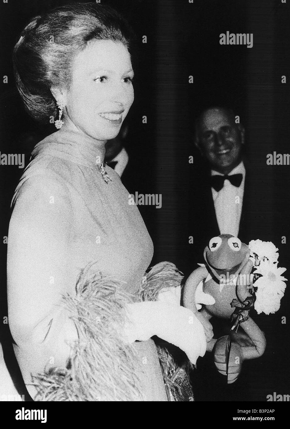 Princess Anne meets Kermit the frog at the Muppets movie premiere Stock ...