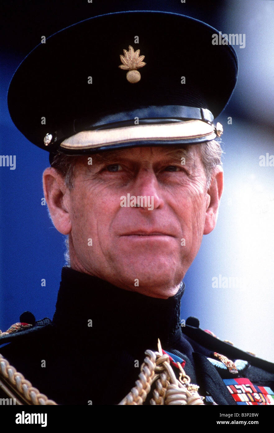 Prince Philip inspecting Scots Guards at Buckingham Palace Stock Photo ...