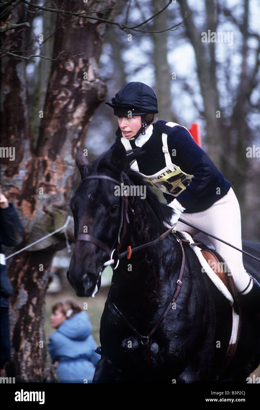 Princess Anne on Black Ice at Brigstock Horse Trials Stock Photo - Alamy