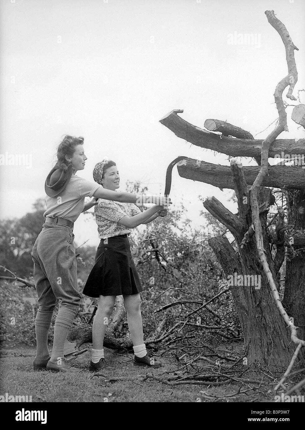 Landgirls chopping wood during WW2 1940 Women doing mens jobs during ...