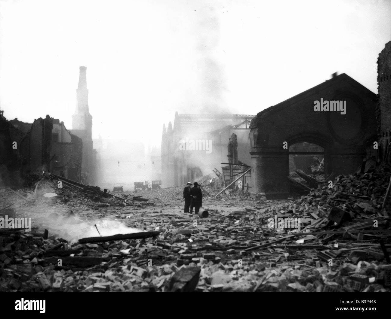 WW2 Air Raid Damage Bomb damage at Liverpool A lone person surverys the ...