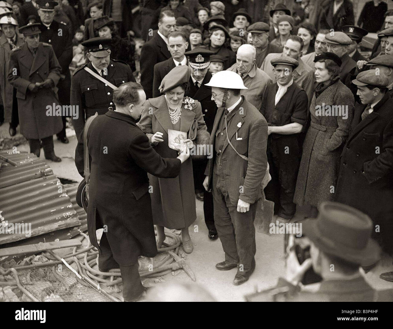 King George VI and Queen Elizabeth visit the East End London during WW2 ...