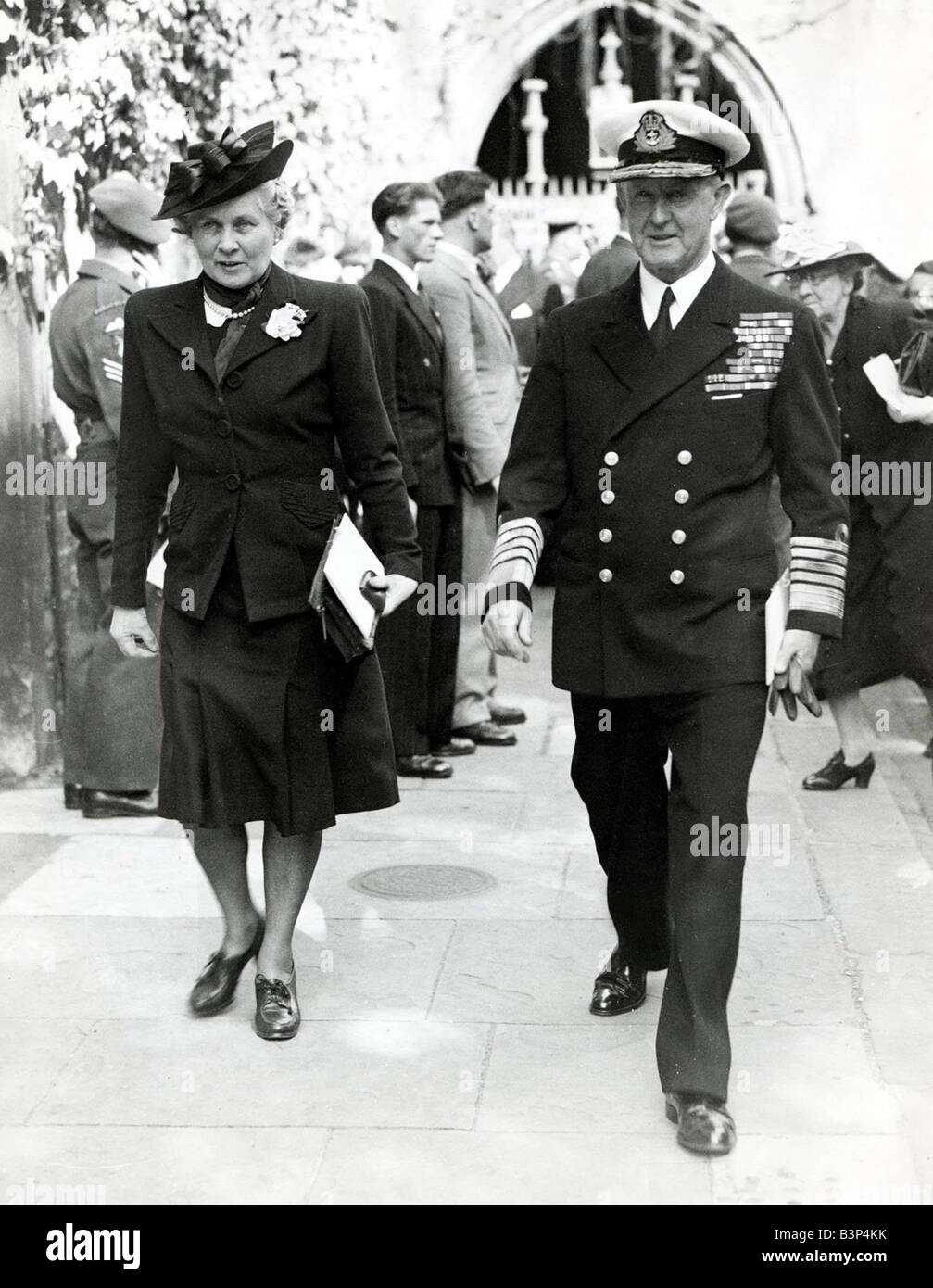 Admiral of the fleet Lord Cunningham leaving Westminister Abbey after a ...