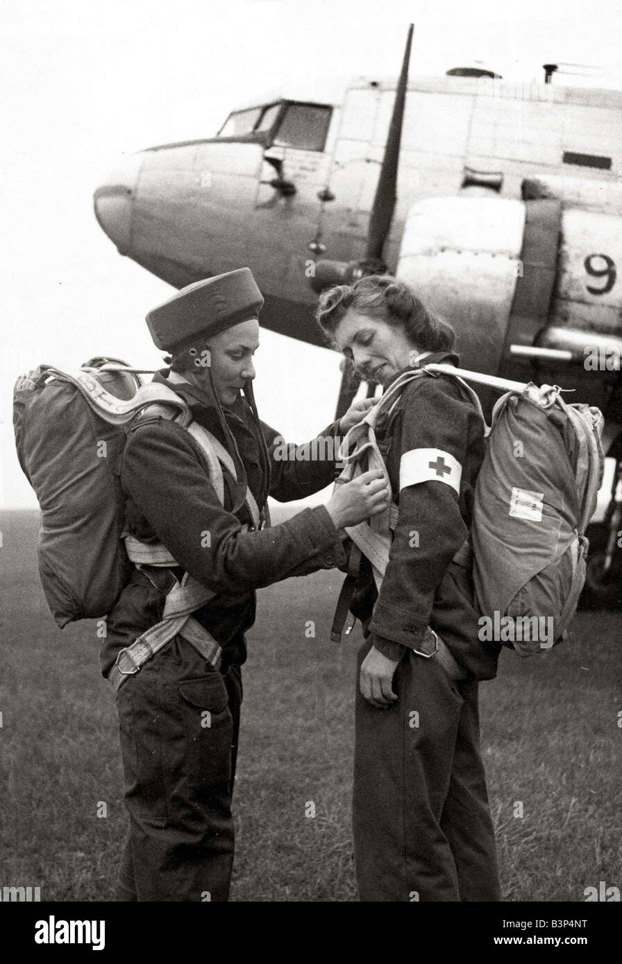 Two members of the Flying Sisters a new airborne British nursing unit ...