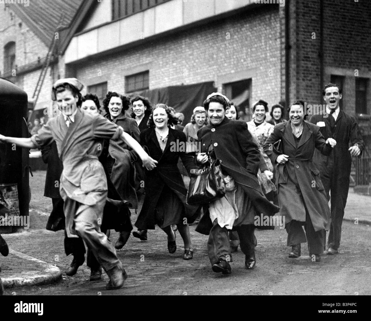 World War Two Factory girls at well known London electrical firm race ...