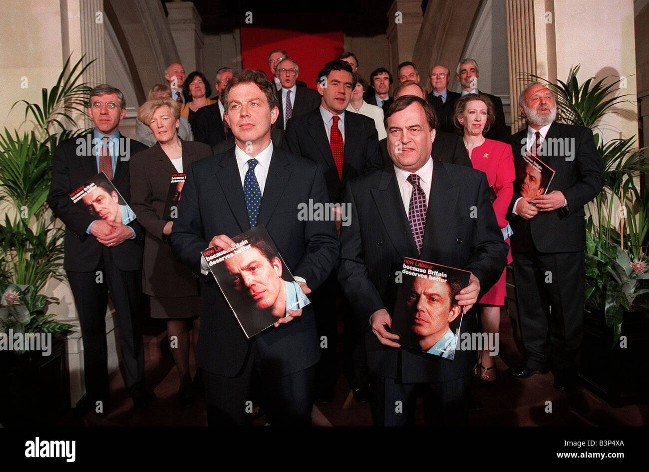 Labour Party launch manifesto for 1997 election Tony Blair and John ...