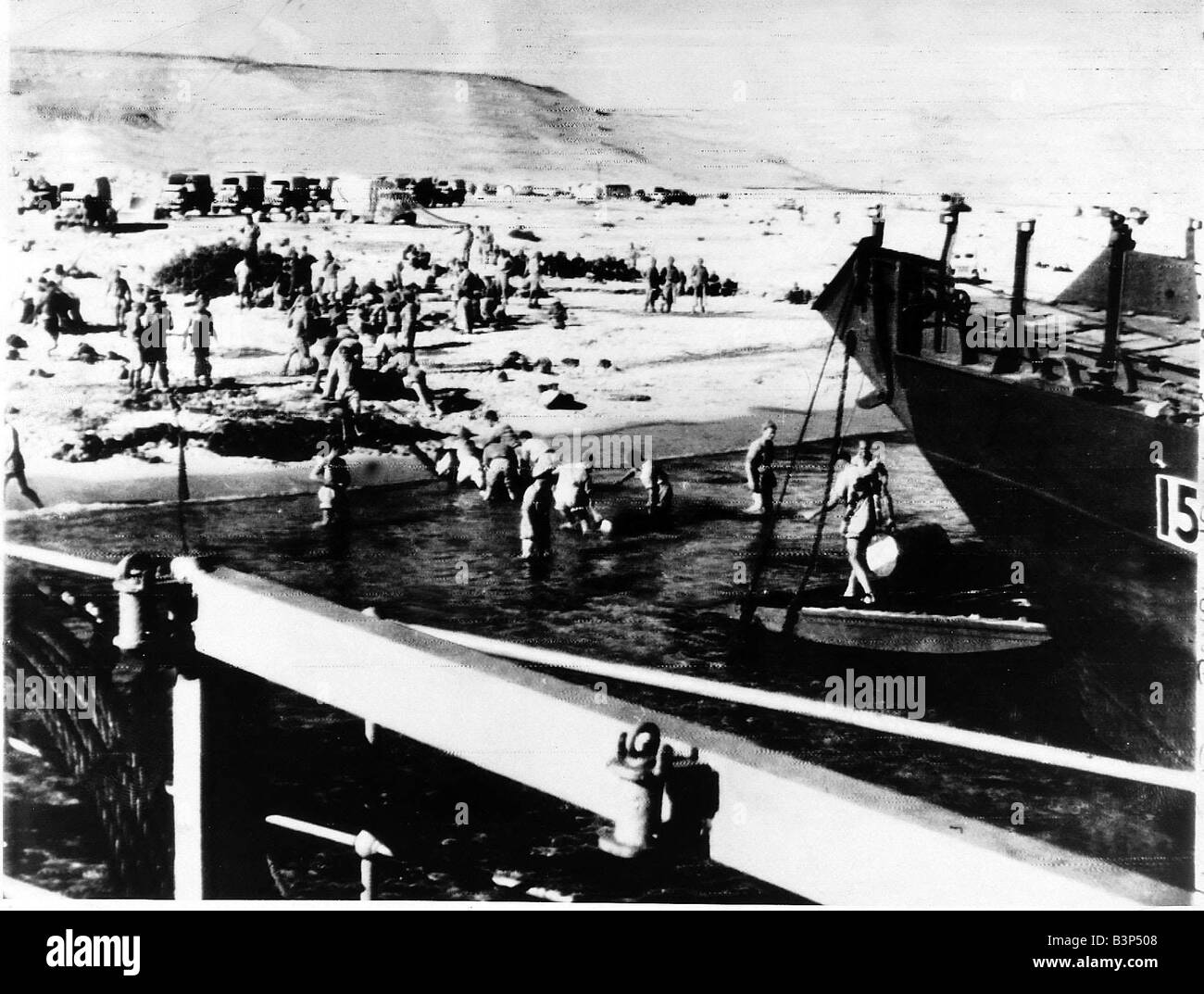 Royal Navy suppling water for the 8th Army in the desert A large ship ...